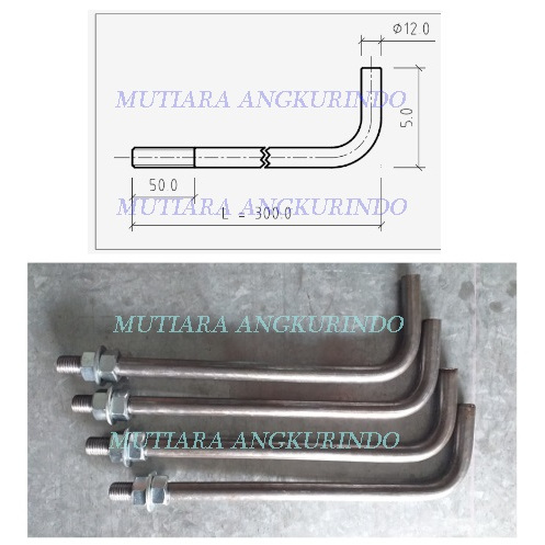 Jual Baut Angkur M12 x 300 + 2 Mur + 1 Ring | Shopee Indonesia