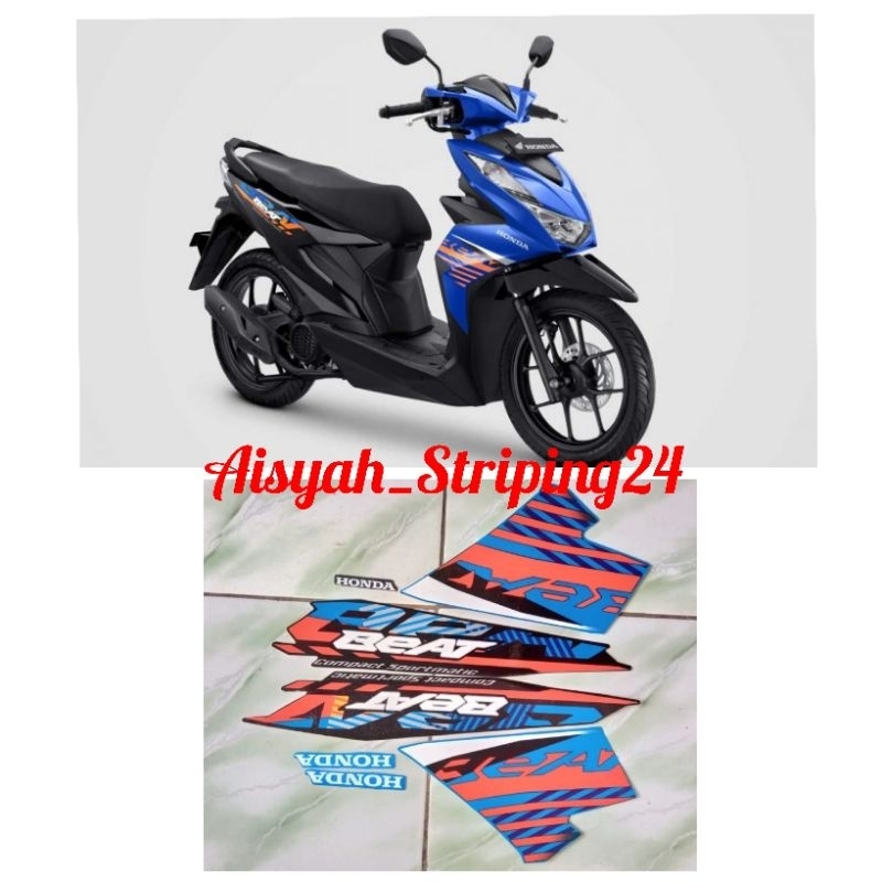 Jual stiker striping lis body motor honda beat deluxe 2021-2022 hitam ...