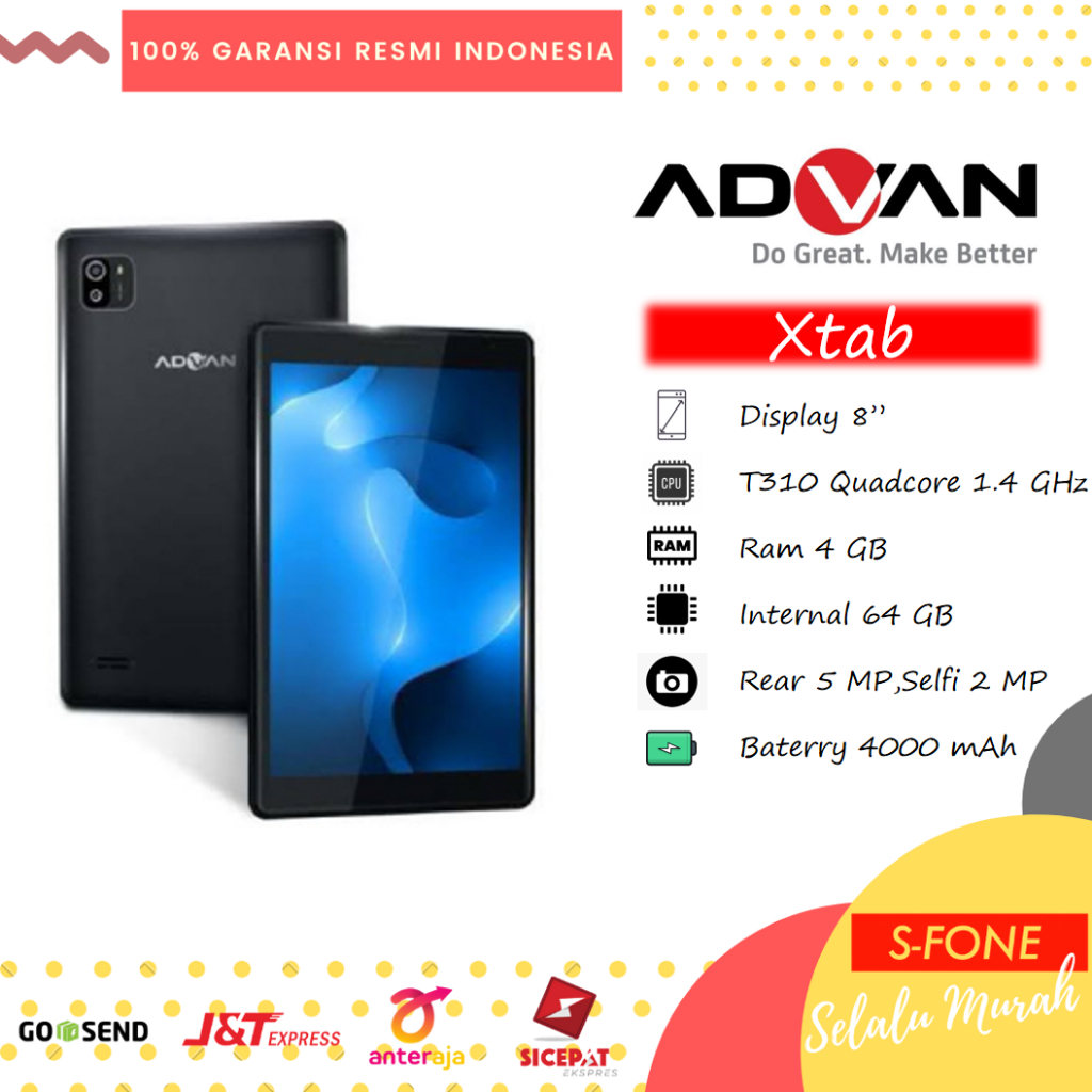 Jual Advan Tablet XTab 4/64GB X Tab Bonus Soft Case Garansi Resmi ...