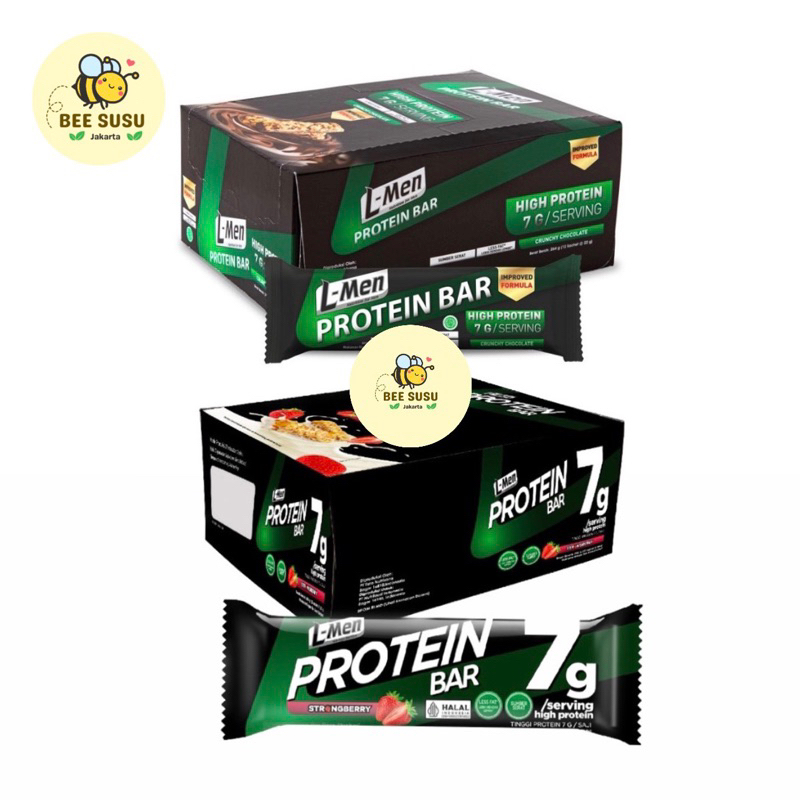 Jual L-Men Protein Bar Crunchy Chocolate & Strawberry 12 sachet ...