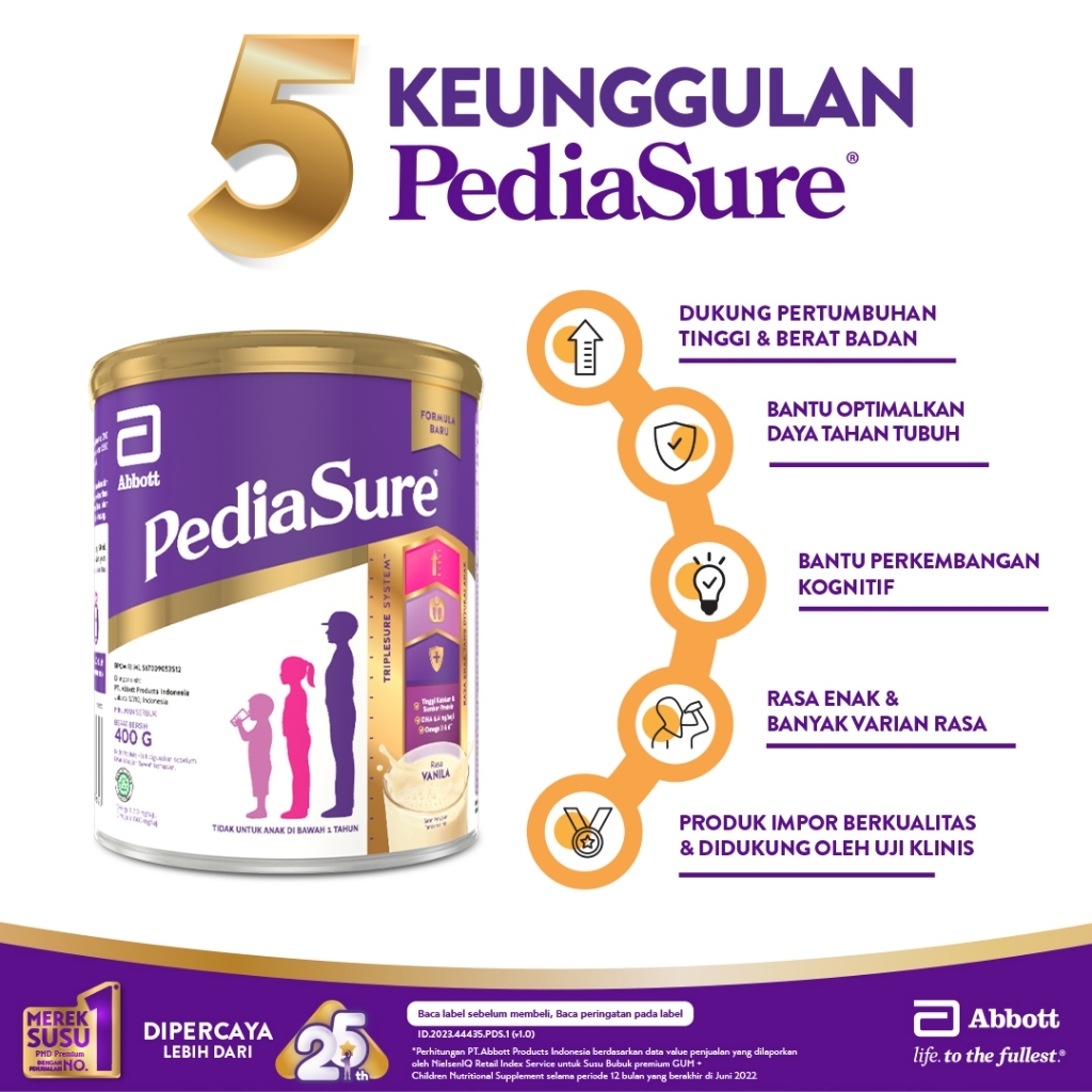 Jual PediaSure Cokelat/ Vanilla/ Classic Milky 400g/380g (1-10th ...