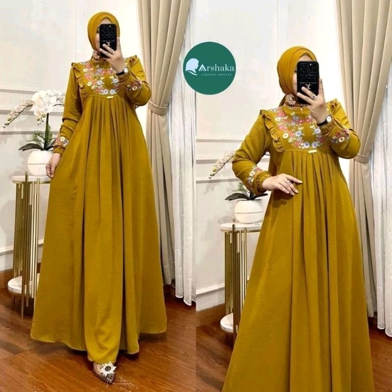 Jual GAMIS MEWAH BORDIL BUNGA TIMBUL DRES CRINKLE AIRFLOW GAMIS AZIZAH ...