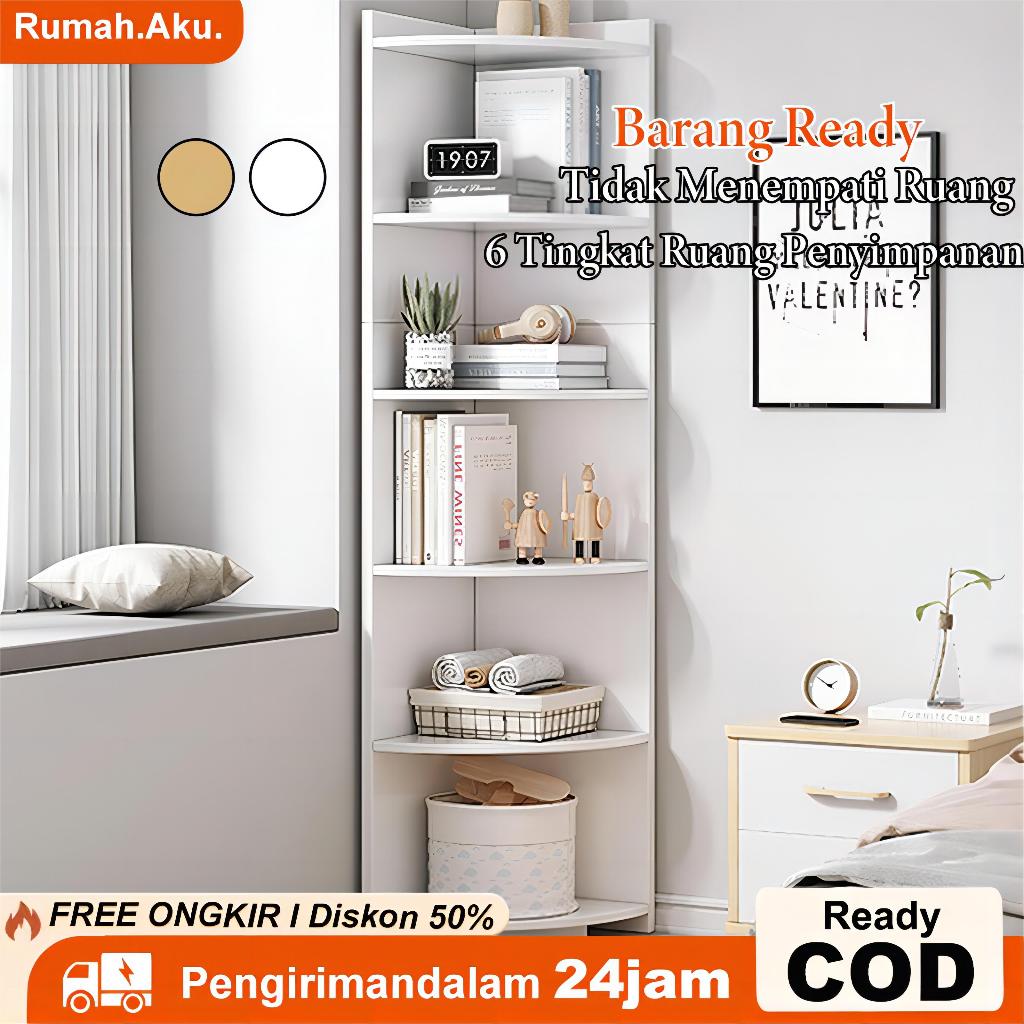 Jual Rak Sudut 6 Lapisan Rak Buku Kayu Rak Buku Setengah Terbuka Rak ...