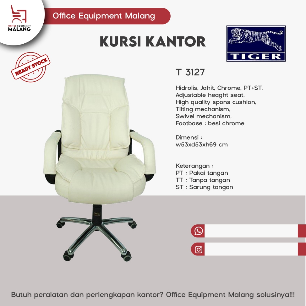 Jual KURSI KANTOR/KURSI DIREKTUR/ KURSI TIGER T-3127 | Shopee Indonesia