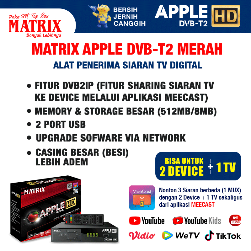 Jual [COD] SET TOP BOX TV DIGITAL MATRIX APPLE DVBT2 / STB MATRIX / STB ...