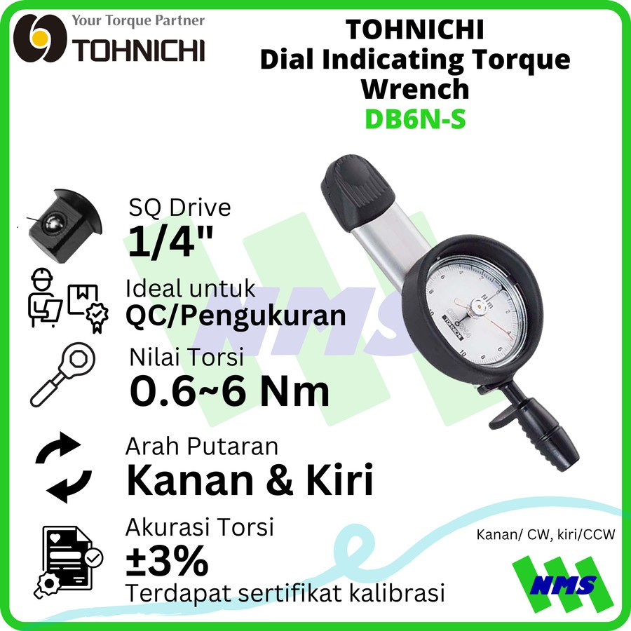 Jual Kunci Torsi DB6N-S 0,6-6Nm 1/4" TOHNICHI Dial Indicating Torque ...