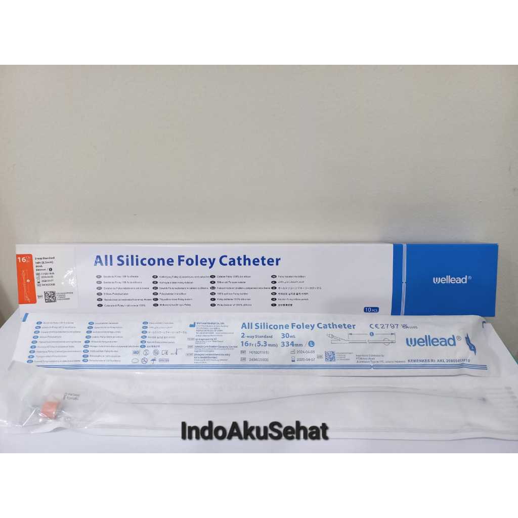 Jual FOLEY CATHETER SILICONE 2 WAY WELL LEAD 16FR SELANG KATETER ...