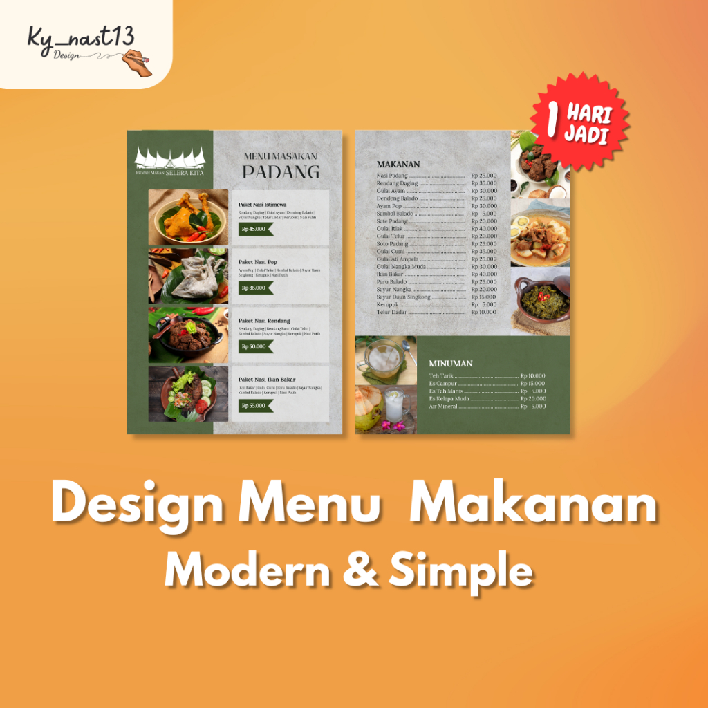 Jual Design + Cetak Menu Makanan Simple Modern - Ukuran A4 | Shopee ...
