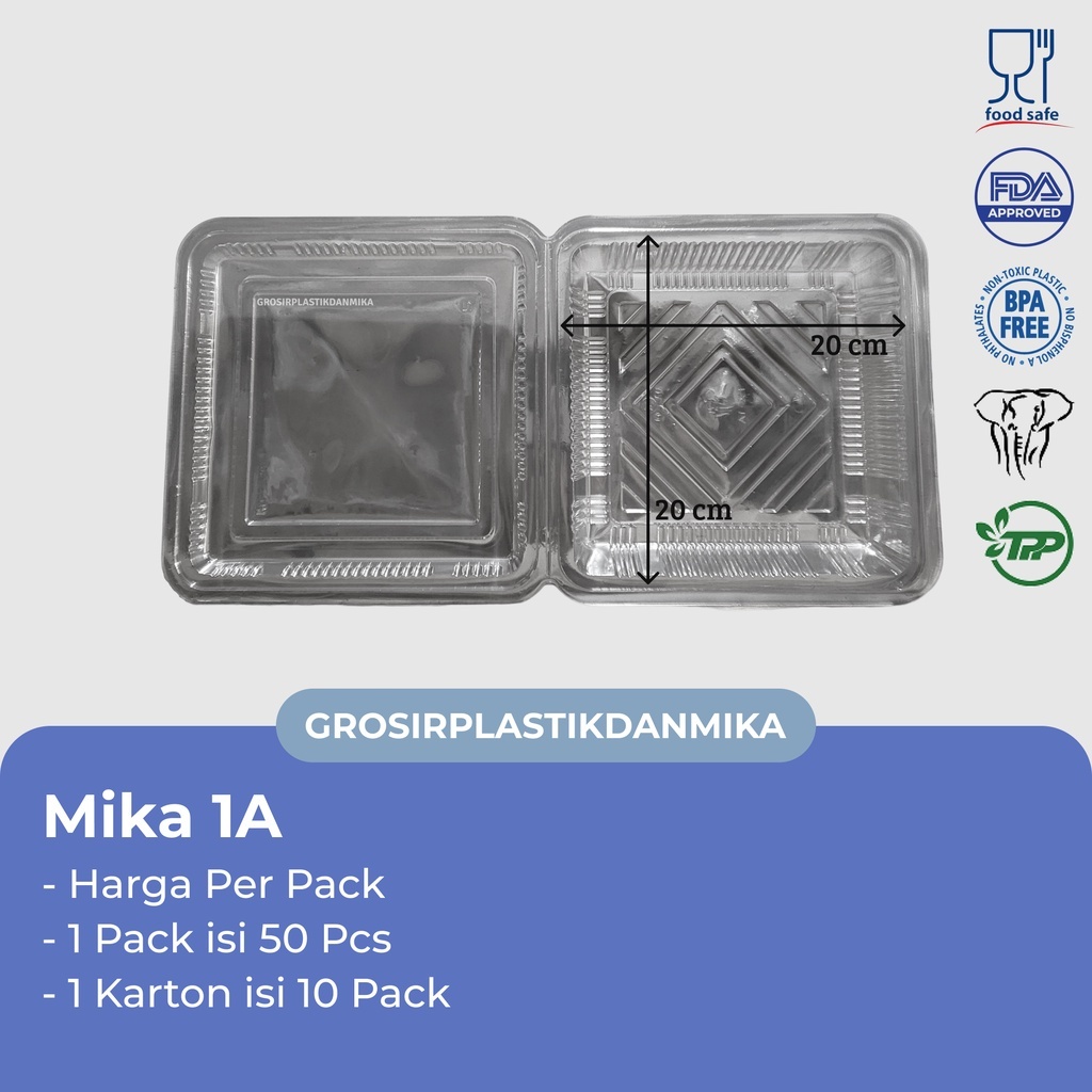 Jual STAR [ 1 PACK ] MIKA PLASTIK KEMASAN KUE TX 1A UKURAN 20x20 / BOX ...