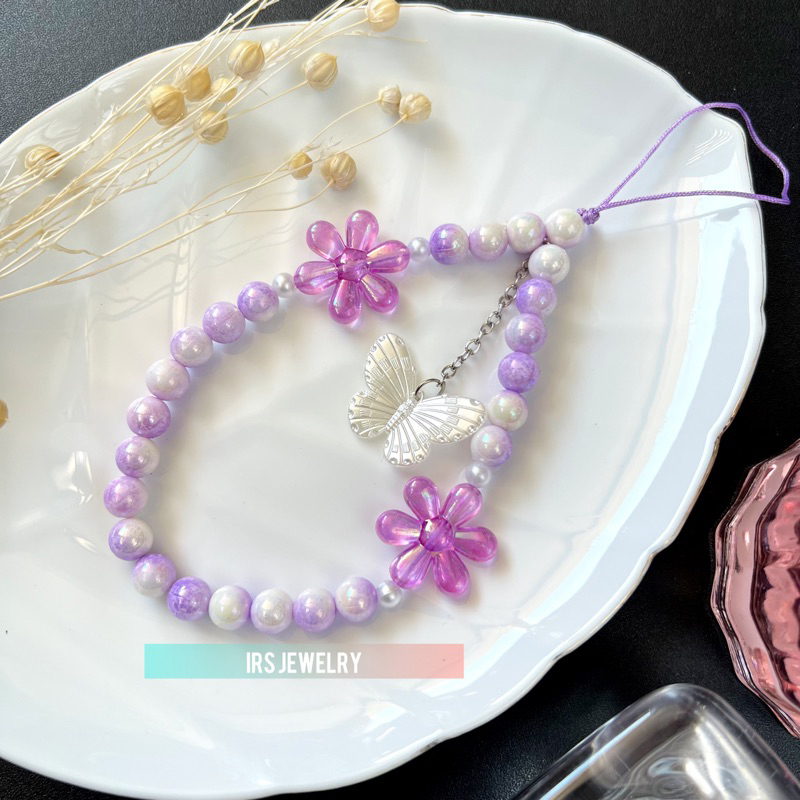 Jual Phone Strap Beads Ungu Series/ Tali Lanyard Handphone Manik Pita ...