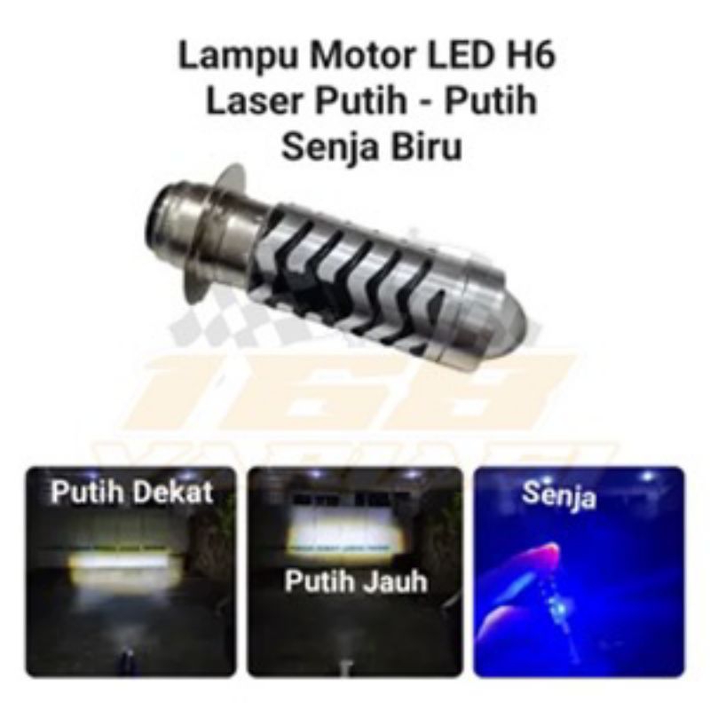 Jual LAMPU LED LASER H6 12 WATT ACDC PUTIH PUTIH JAUH DEKAT PLUS SENJA BIRU - LPU LED H6 LASER ...