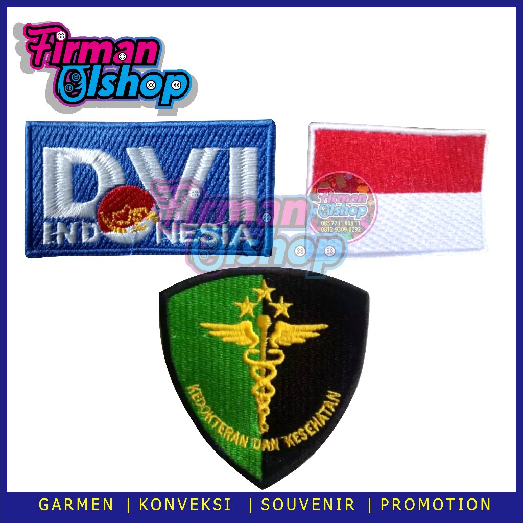Jual patc Bordir logo Dokpol DVI indonesia Bendera Merah Putih Bordir ...