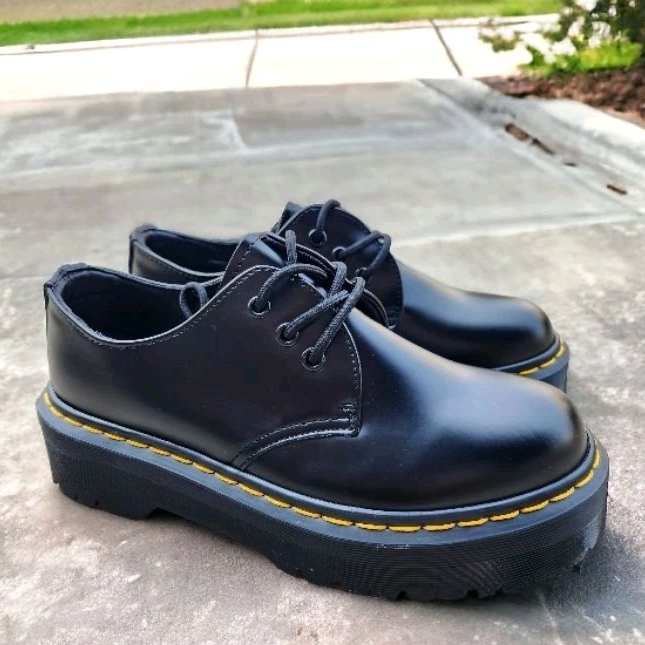 Jual New Sepatu Docmart 1461 Low Quad Platform Black Smooth Faux ...