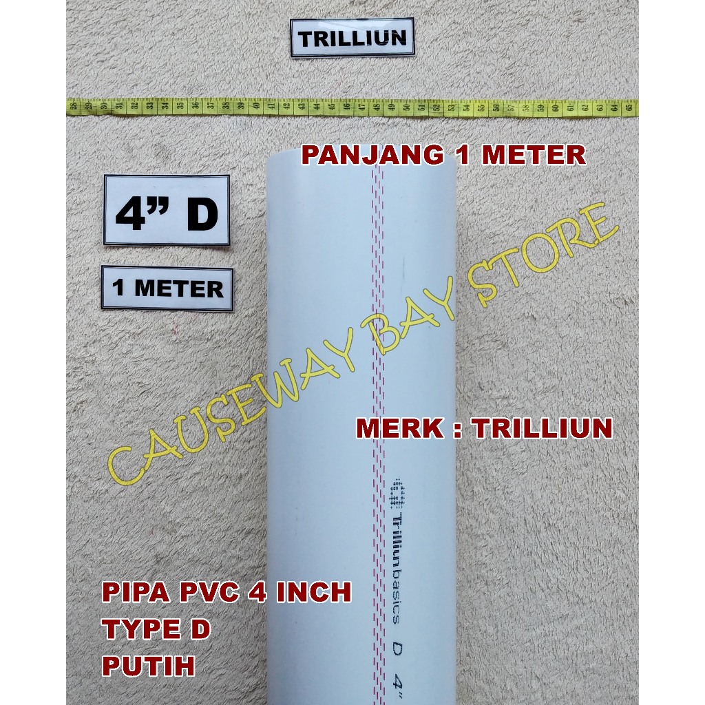 Jual PIPA PVC 4 INCH D PUTIH TRILLIUN PANJANG 1 METER | Shopee Indonesia