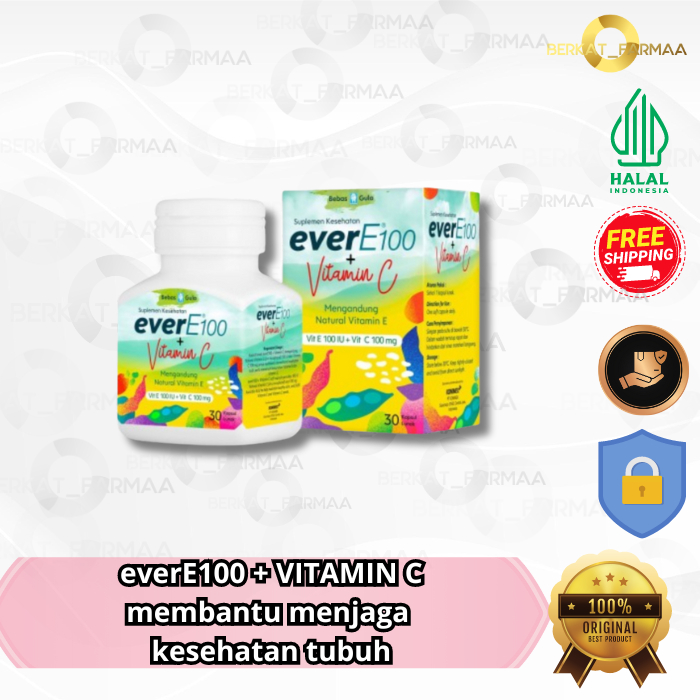 Jual EVER E 100 PLUS VITAMIN C BOTOL 30 KAPSUL / UNTUK KESEHATAN KULIT ...