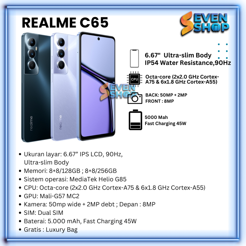 Jual Realme C65 RAM 8+8/128GB 8+8/256GB Garansi Resmi FREE TAS UNTUK ...