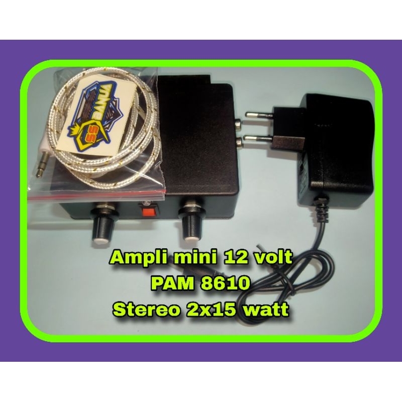 Jual Ampli mini 12 volt BONUS KABEL AUX , kit pam 8610 , stereo 2x15 ...