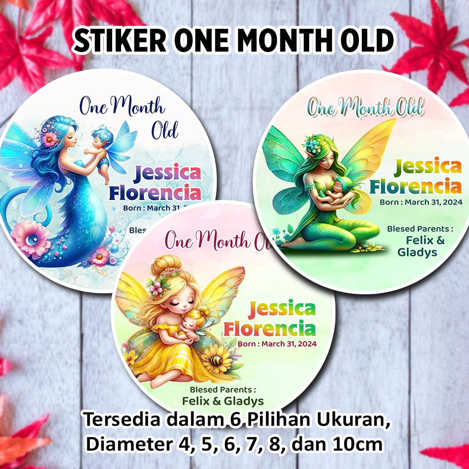 Jual STIKER KELAHIRAN BAYI ONE MONTH OLD BABY FAIRY MOM N BABY GIRL BOY ...