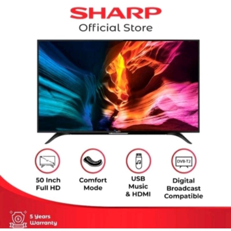 Jual TV LED SHARP 2T C50DF1I 50 INCH DIGITAL SMART TV FULL HD FREE PAKING KAYU | Shopee Indonesia