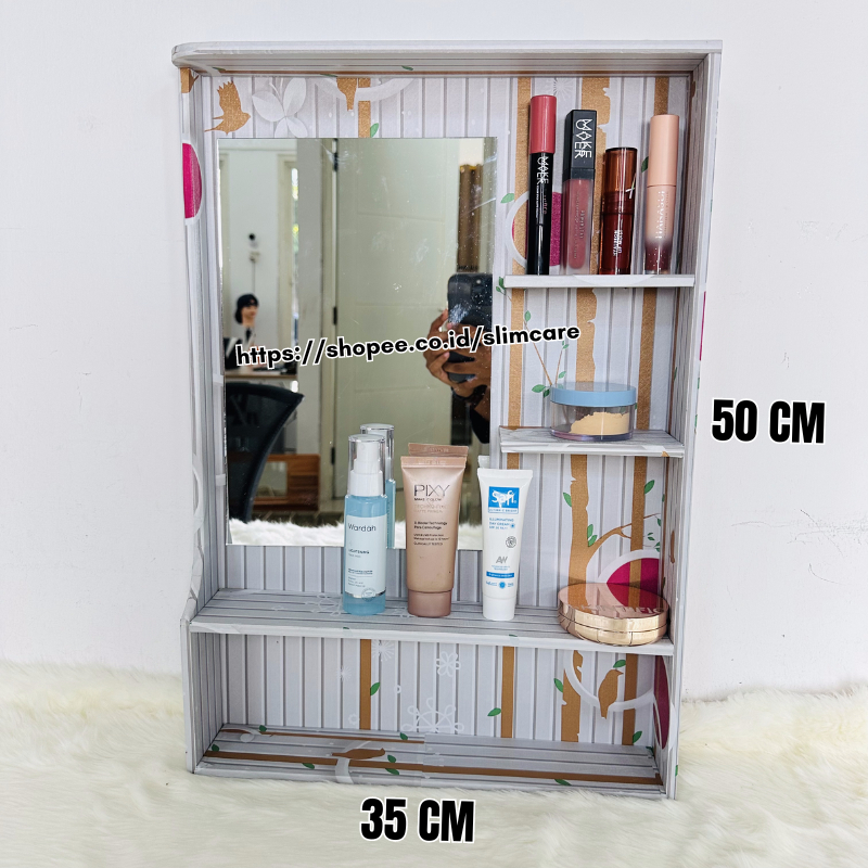 Jual Rak Kosmetik Plus Kaca Rias Makeup Aesthetic Gantung Dinding ...