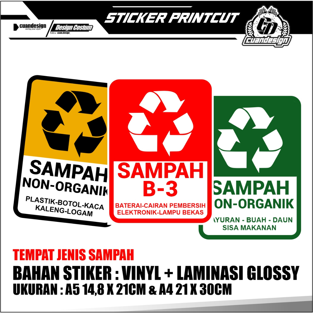 Jual STIKER STICKER PENANDA TEMPAT JENIS SAMPAH | BAHAN VINYL ...