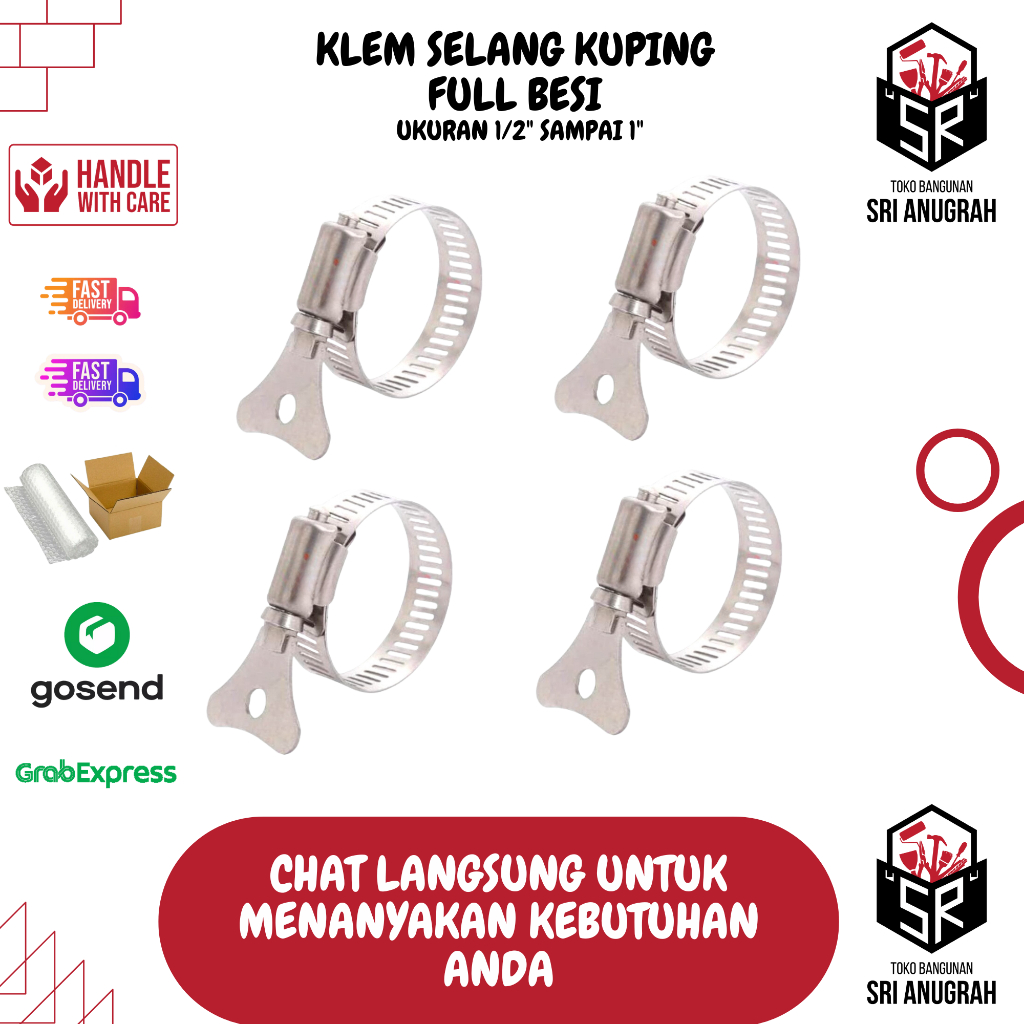 Jual Klem Selang Kuping Full Besi Stainless Clamp Selang Air Klam Gas 1 ...