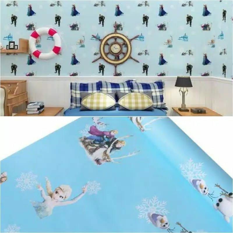 Jual Wallpaper Dinding Motif Frozen Biru Ukuran 45CM X 9-10METER ...