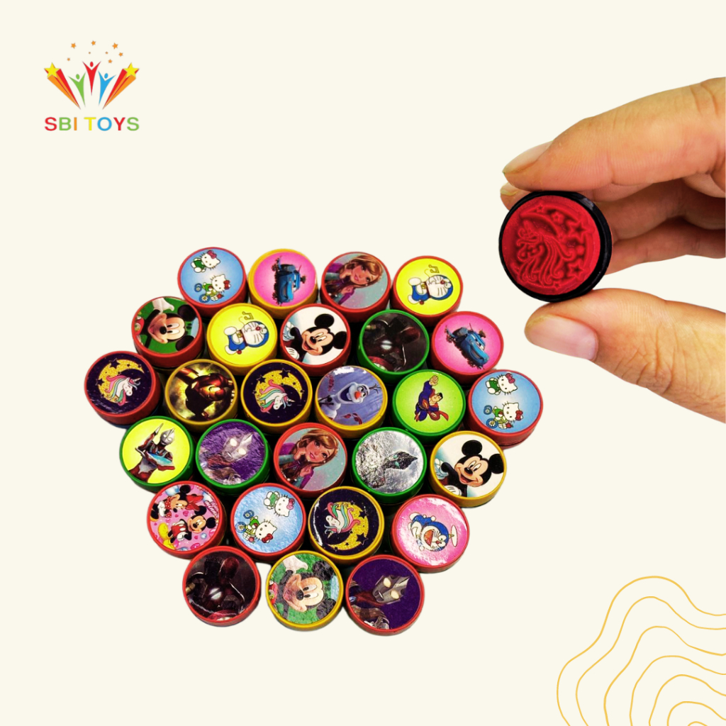 Jual [SBI TOYS] 20 pcs Mainan Anak Stempel Cap Bulat Motif Kartun ...