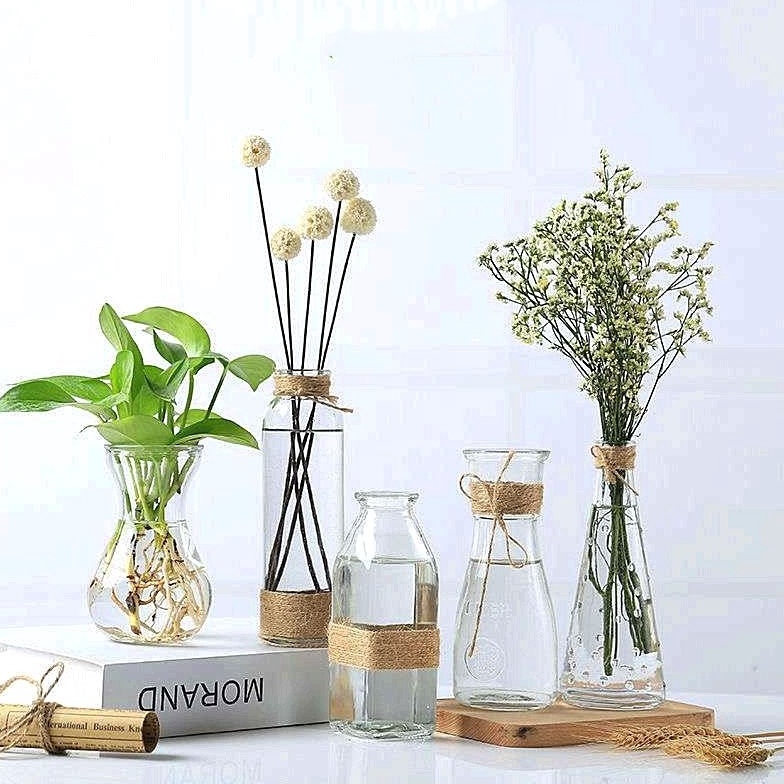 Jual L44r11s VAS BUNGA KACA BENING TALI RAMI AESTHETIC BUNGA KERING ...