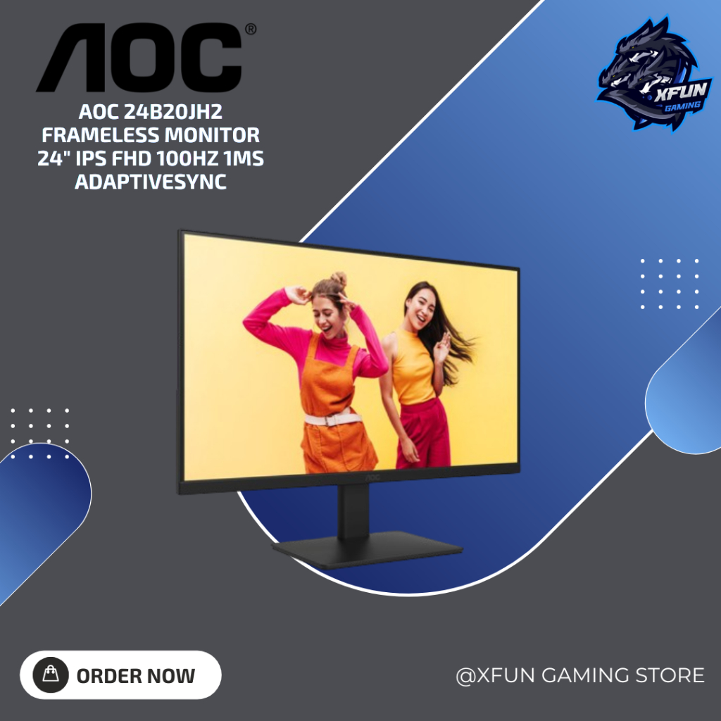 Jual AOC 24B20JH2 Frameless Monitor 24" IPS FHD 100Hz 1ms AdaptiveSync ...