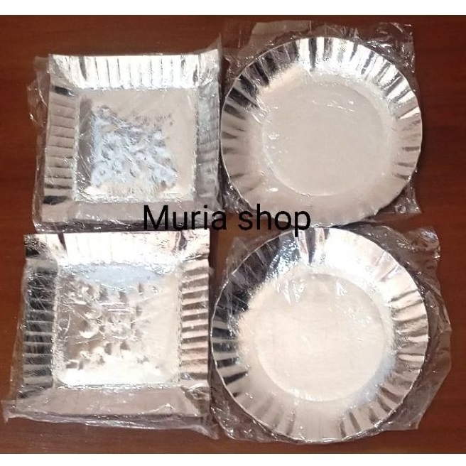 Jual (isi 10)samir kue tart silver/piring kue ulang tahun | Shopee Indonesia