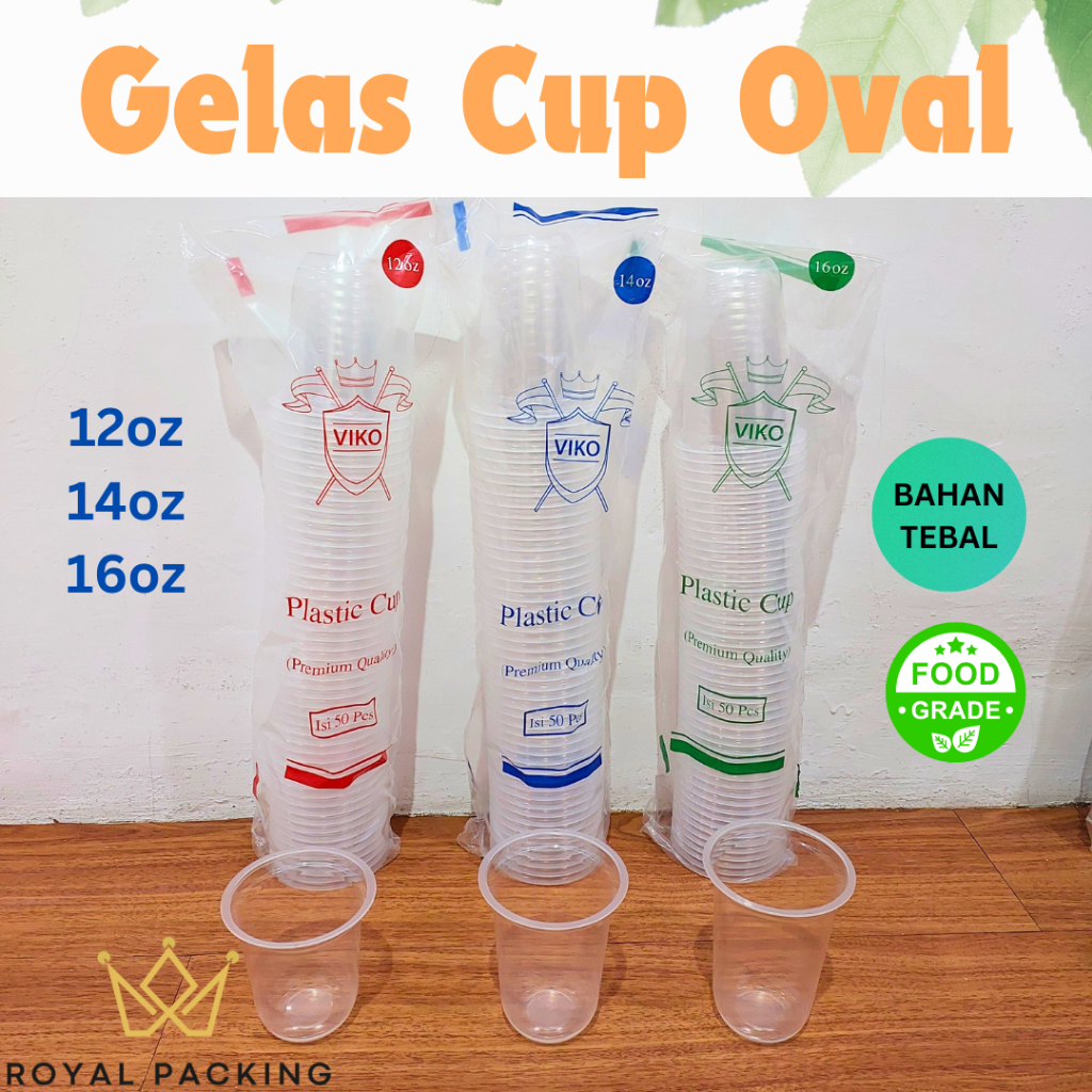 Jual [RP] Gelas Oval 16oz Viko / Cup Oval / Gelas Plastik Cup Pop Ice ...