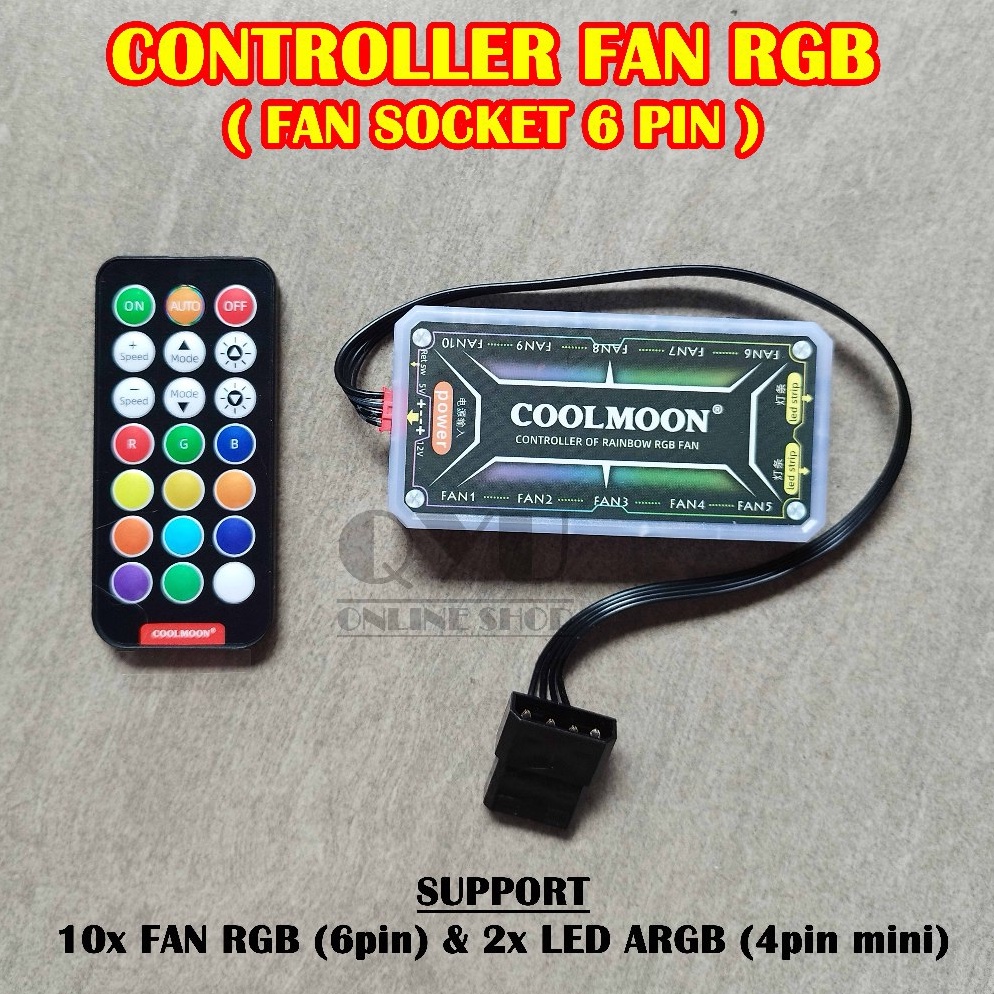 Jual Modern Controller FAN RGB 6 PIN RF Remote Control Kipas Casing PC ...