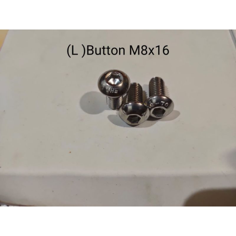 Jual (5pcs)baut L Button M8x16 pitch 1.25 stainless steel sus 304 | Shopee Indonesia