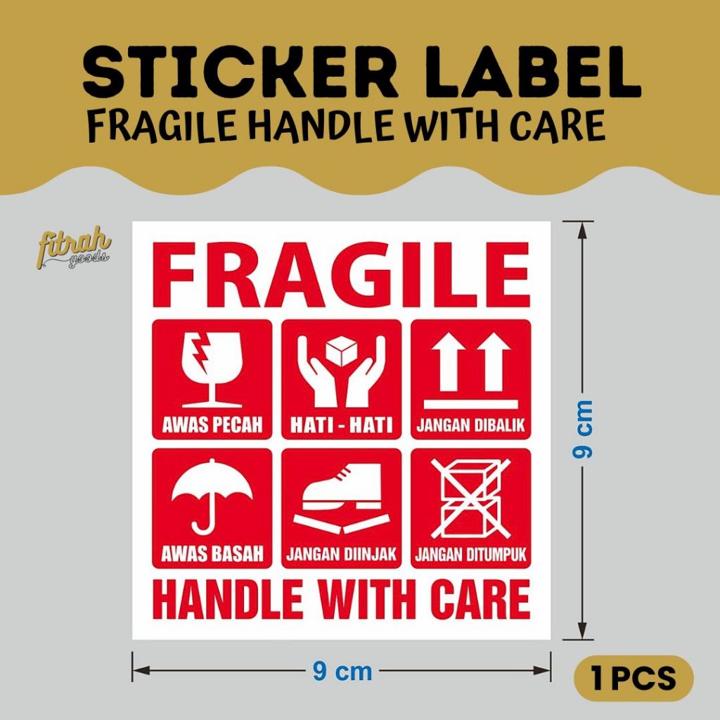 Jual Sticker Label Fragile | Uk. 9 x 9 cm Fitrah.goods | Shopee Indonesia