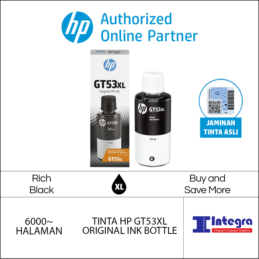 Jual Tinta HP GT 53 XL | GT53XL Black Original Ink Bottle - 1VV21AA ...