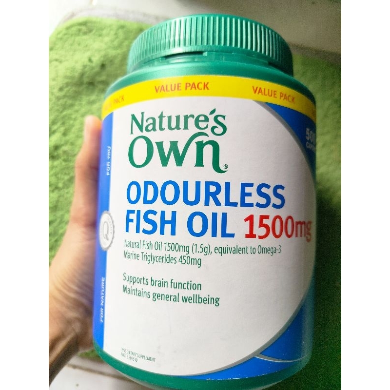 Jual Nature's Own Odourless Fish Oil 1500mg 500 Capsules Exclusive Size ...