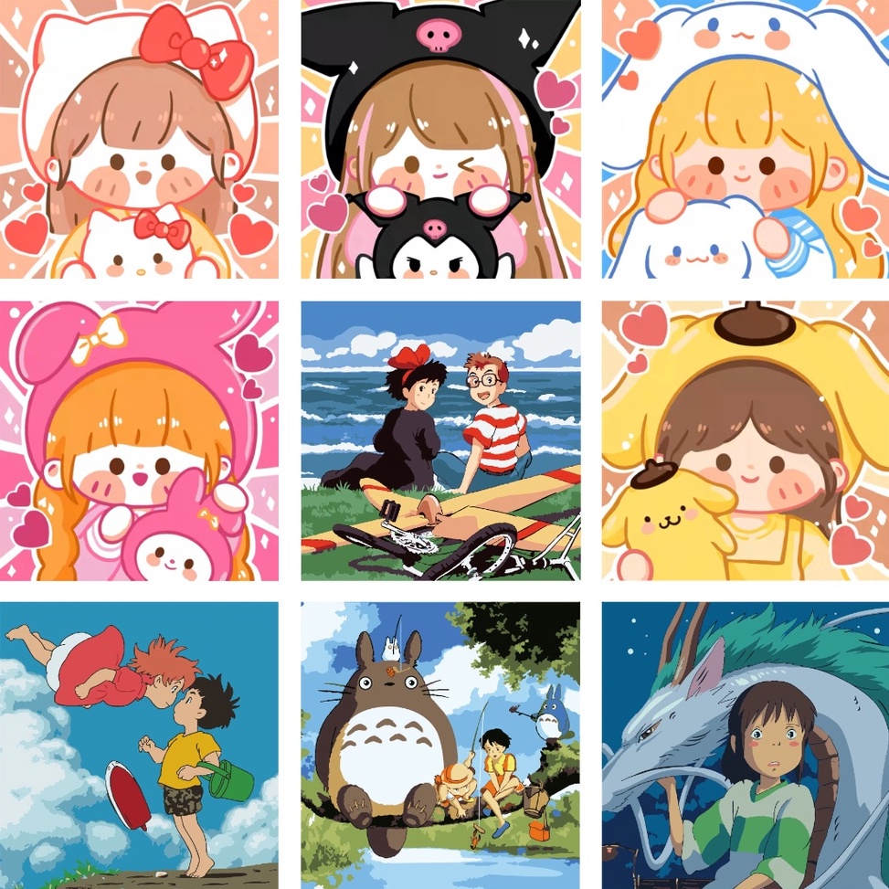 Jual KODE Q4V HARU Paint by Number Kit Canvas DIY Cartoon Character ...