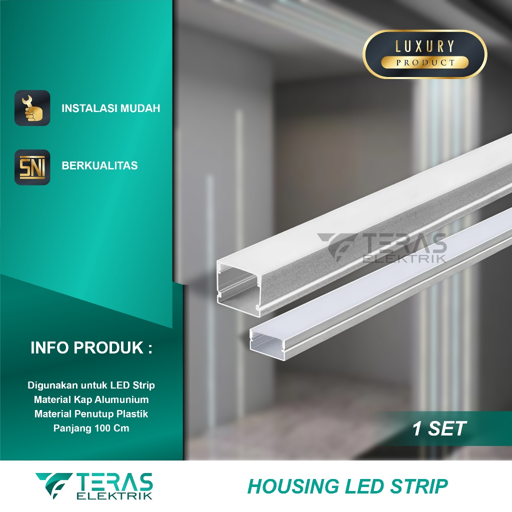 Jual Housing LED strip Alumunium 1 meter LED profile cover casing lurus ...