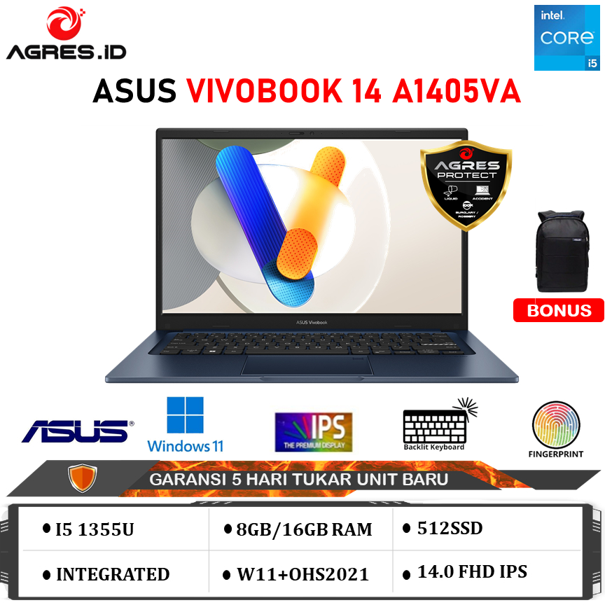 Jual ASUS VIVOBOOK 14 A1404VA I5 1335 8GB 512GB W11+OHS 14.0FHD VIPS ...