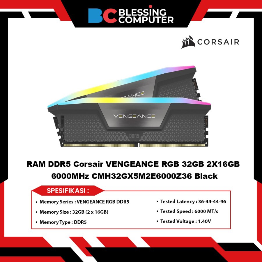 Jual RAM DDR5 Corsair VENGEANCE RGB 32GB 2X16GB 6000MHz ...
