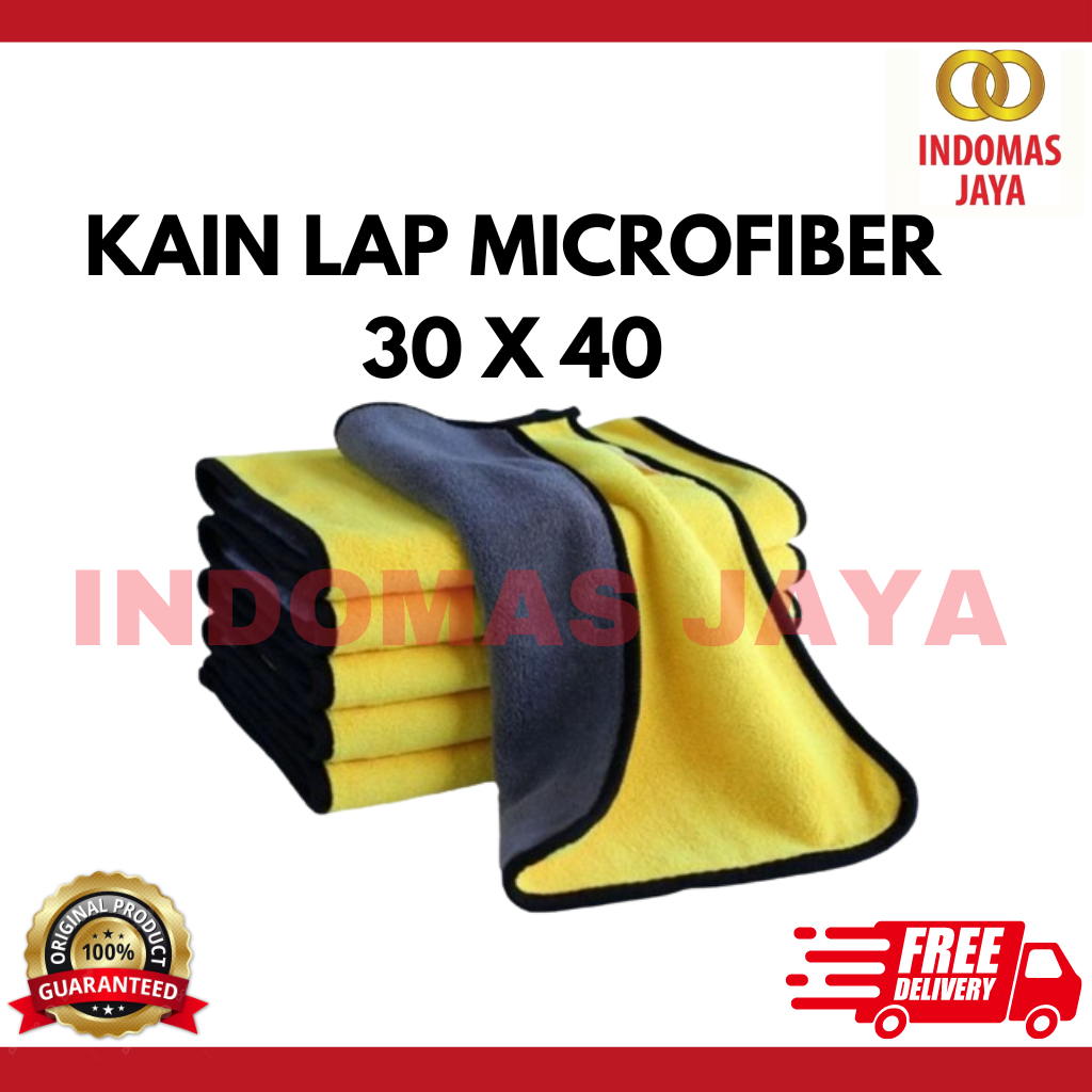 Jual Kain Lap Kuning Microfiber Serbaguna 30x40Cm 2 Sisi Bulu Halus ...