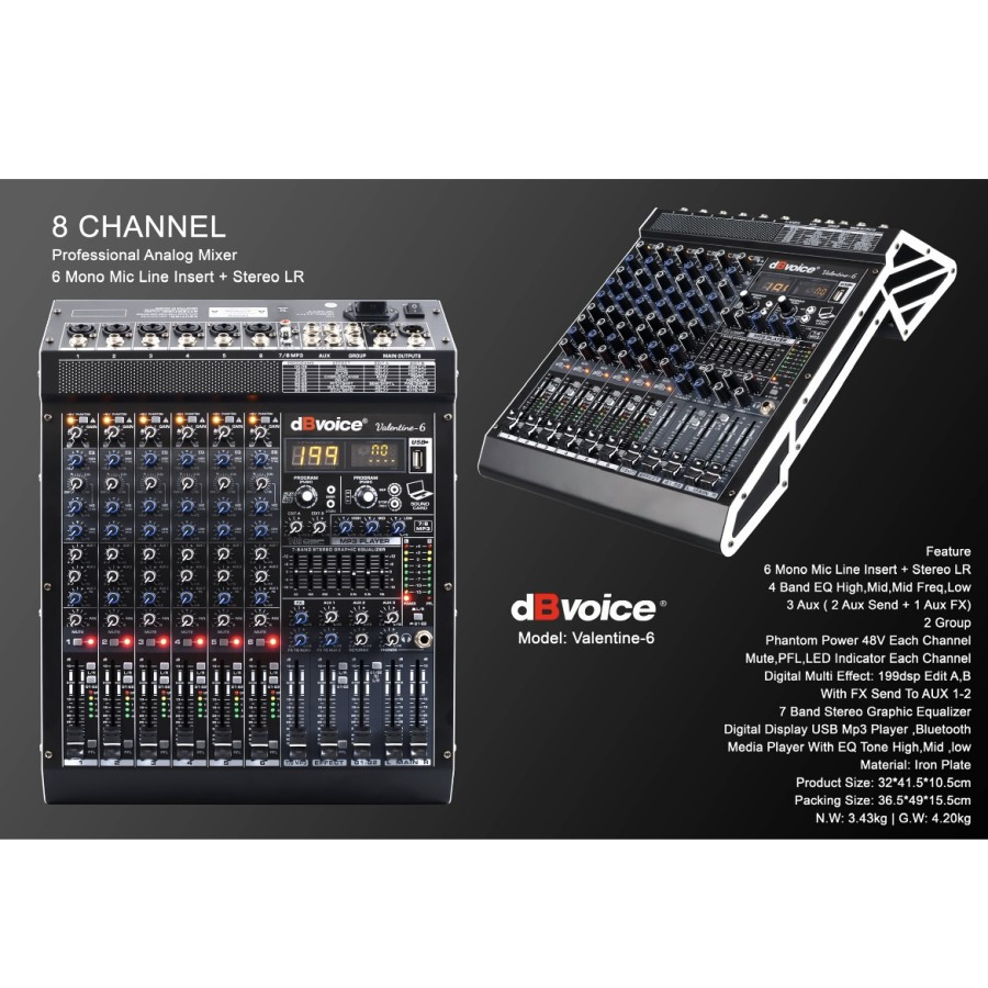Jual Mixer dB Voice Valentine 6 Original 6 Channel dBvoice | Shopee ...