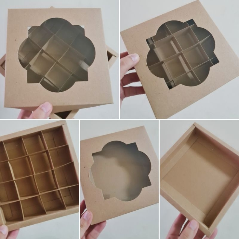 Jual ( 10 pcs ) Box Mochi Coklat Polos Sekat 16 Dus Coklat Polos ...