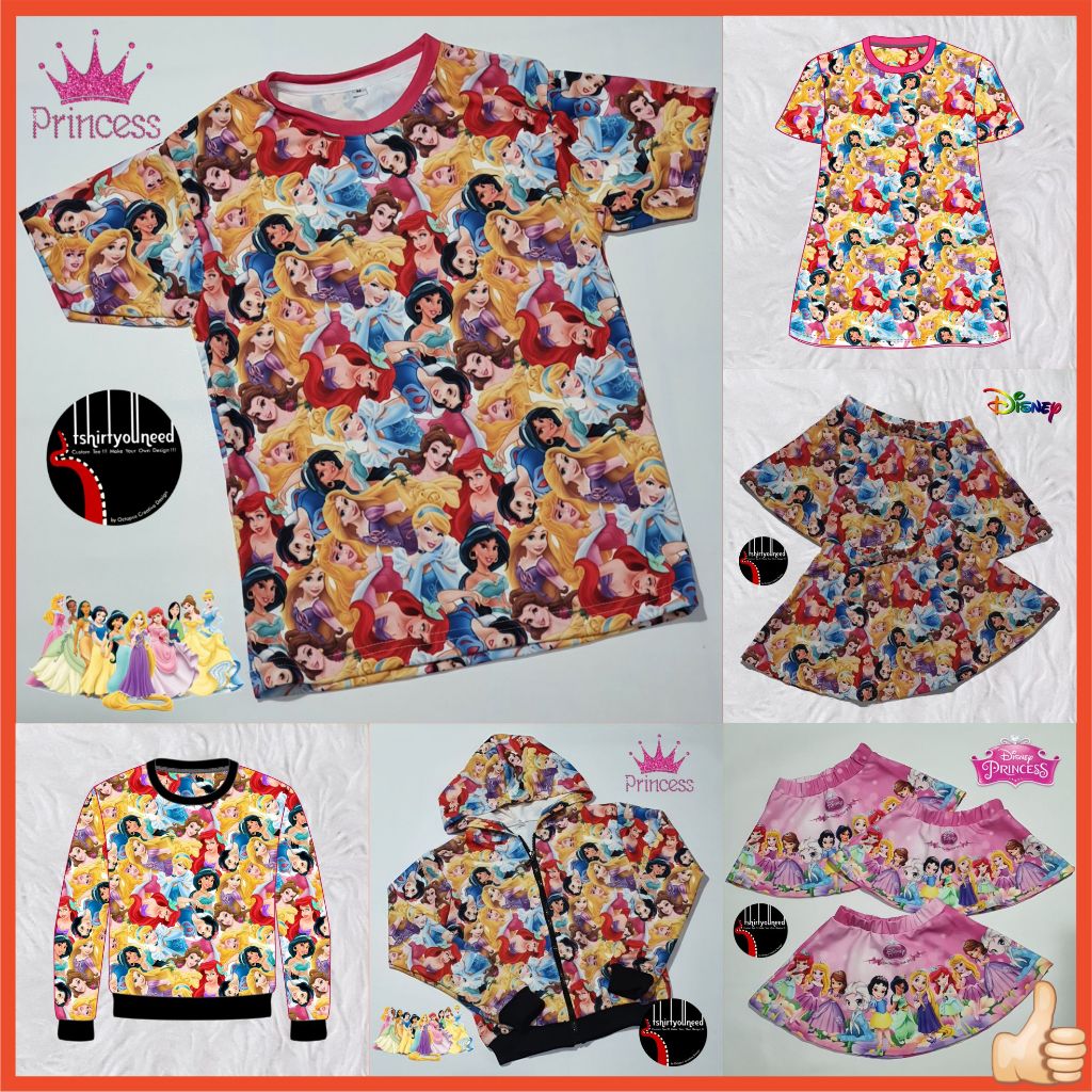Jual Baju FULLPRINT Kaos Dress Anak Dewasa Princess Snow White Rapunzel ...