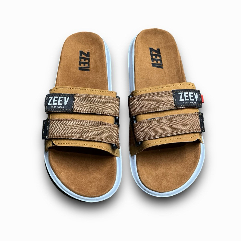 Jual Zeever- Sandal Slip On Suede Velcro Cream Tan Pria & Wanita ...