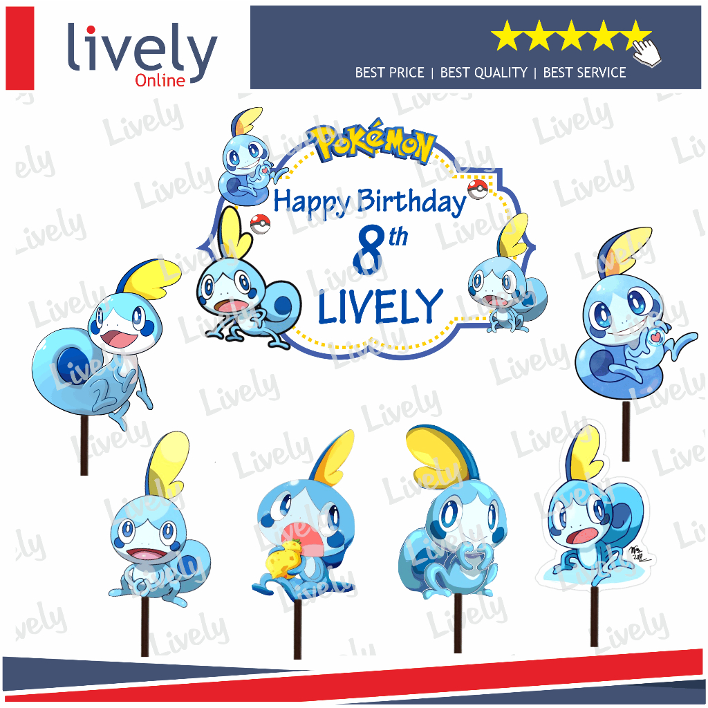 Jual CUSTOM NAMA CAKE TOPPER KARAKTER SOBBLE POKEMON HIASAN KUE ULANG ...