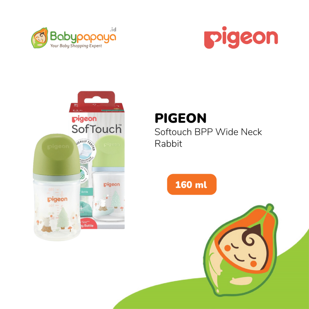 Jual PIGEON Botol BPP Wide Neck 160ml Kelinci w/ SofTouch Nipple | Shopee Indonesia