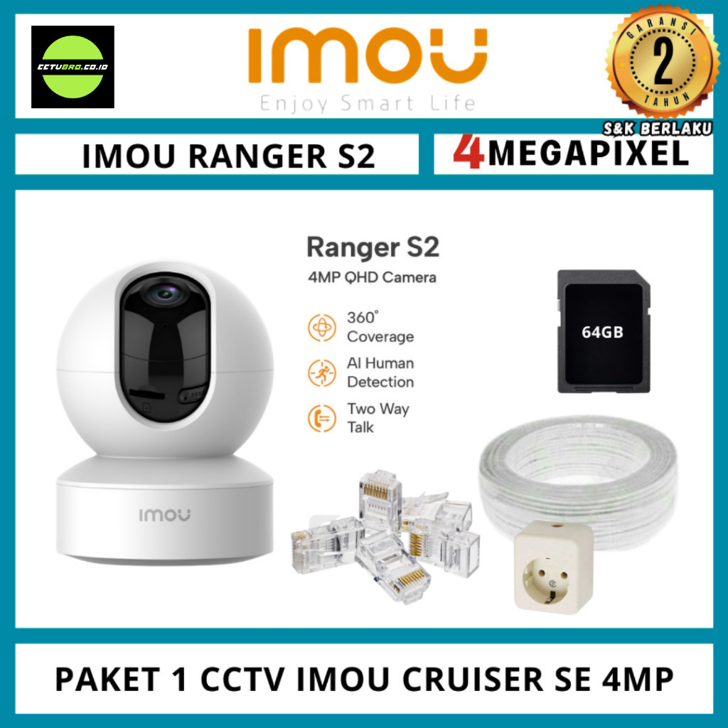 Jual IMOU Smart IP CCTV Ranger S2 4MP H.265 4MP QHD with Human ...