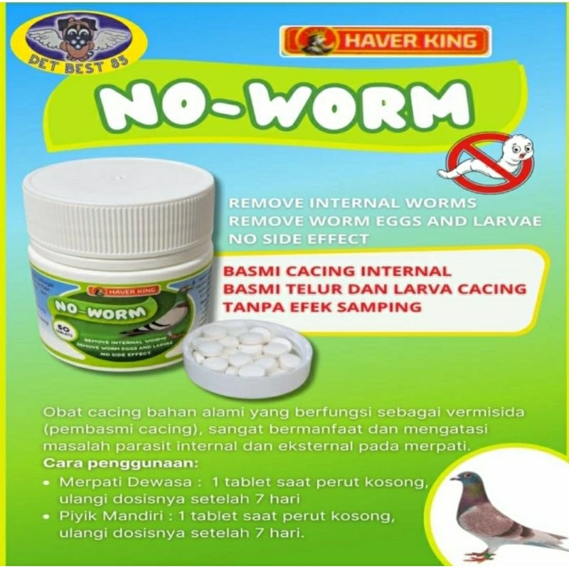 Jual Obat Cacing Burung No Worm 10 Tablet Menghilangkan Telur Cacing ...